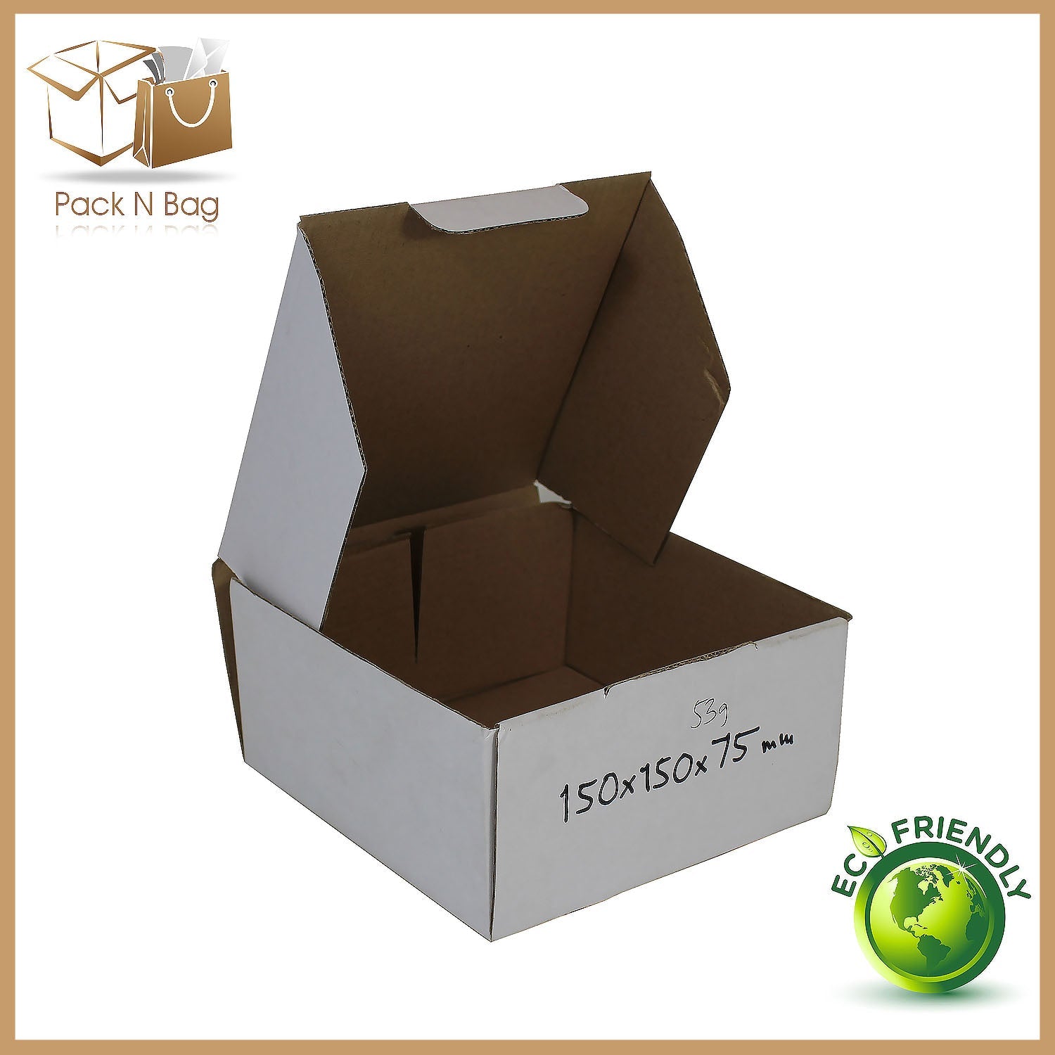 150x150x75mm (25pcs) - White Die-Cut Boxes – PackNBag