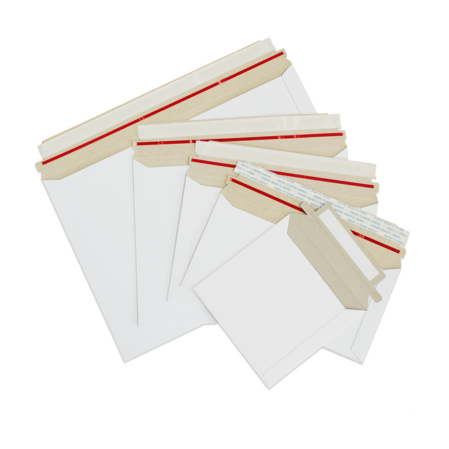 128x240mm 400gsm DLX SIZE (200pcs) - White Rigid Cardboard Mailer ...